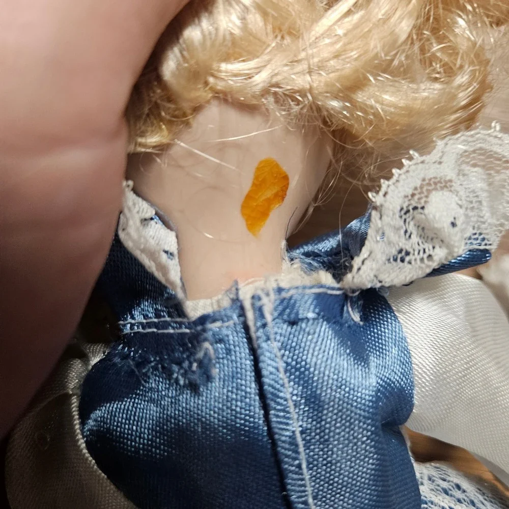 Toys | Vintage Victorian Style Porcelain Doll Blonde Lace Dress Blue ...